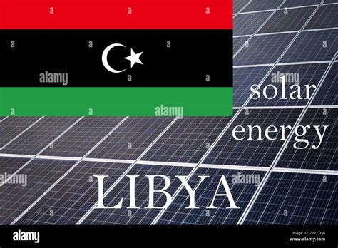 Solar Energy Panels With Libya Flag Background Sustainable Resources