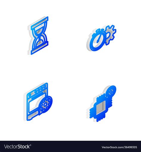 Set Isometric Line Time Management Setting Old Vector Image