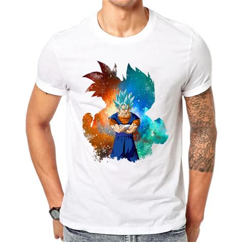 100 Cotton Men 3d T Shirt Dragon Ball Z Goku Super Saiyan God Blue