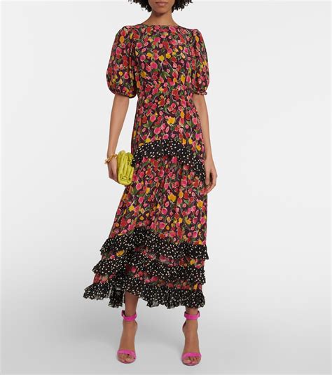 Shireen Floral Silk Midi Dress In Purple Rixo Mytheresa