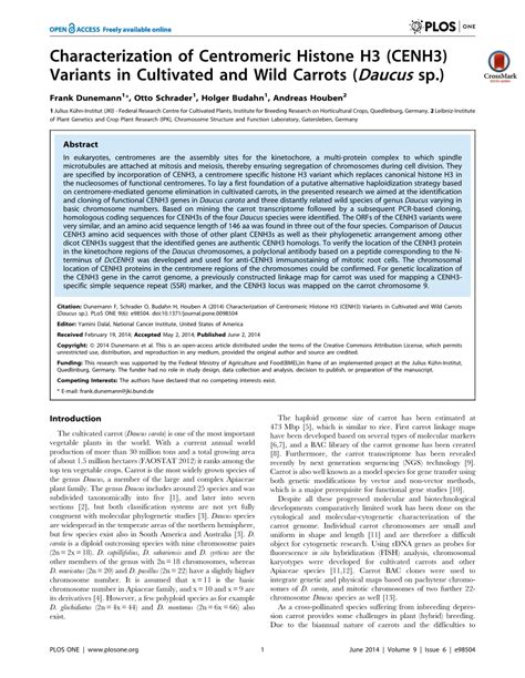PDF Characterization Of Centromeric Histone H CENH Variants In