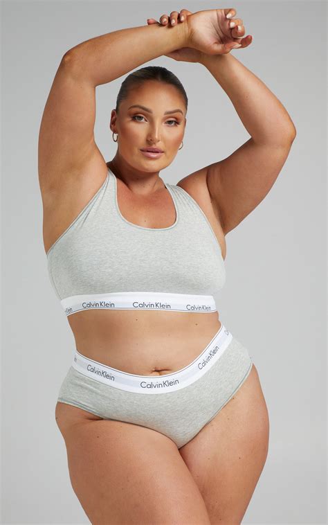 Calvin Klein Modern Cotton Bralette Unlined Plus In Grey Heather Showpo
