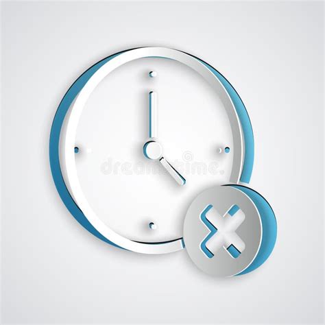 Paper Cut Clock Delete Icon Isolated On Grey Background Time Symbol Paper Art Style Stock