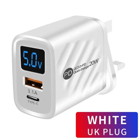Купить QC3.0+PD USB+TYPE-C Зарядное устройство с цифровым дисплеем 5 В ...