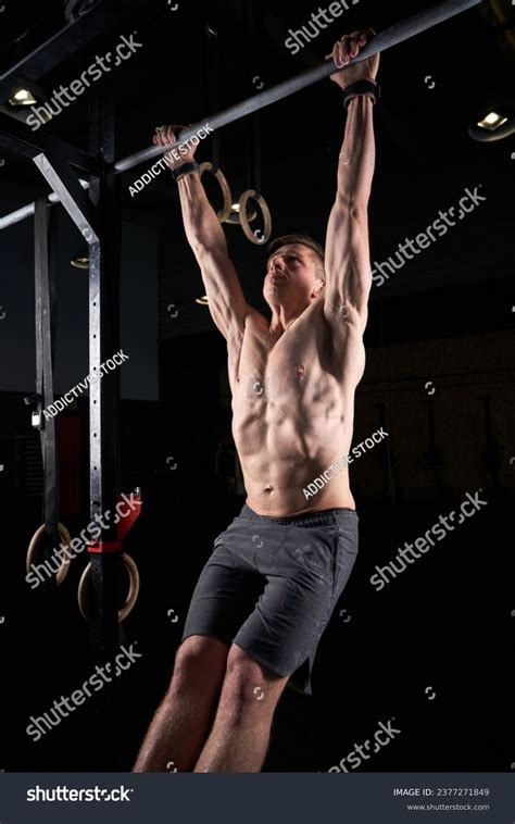 Concentrated Strong Shirtless Male Bodybuilder Doing Stock Photo Shutterstock