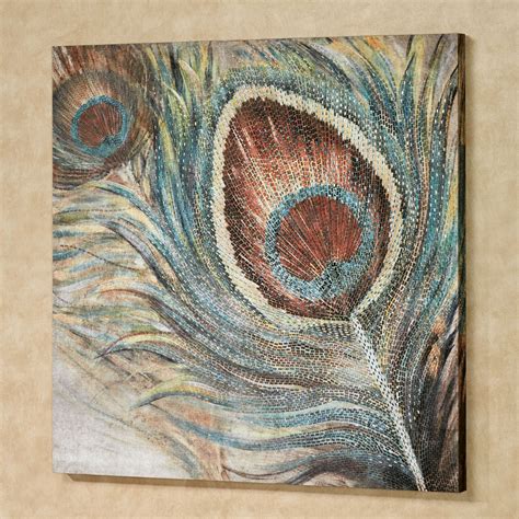 Beaded Peacock Feather Canvas Wall Art