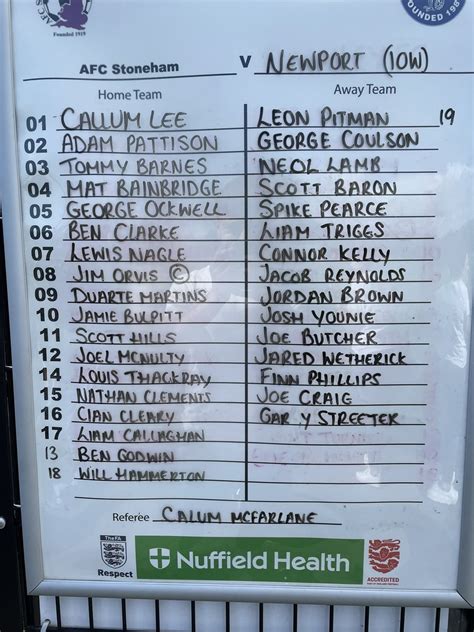 Newport Iw Fc On Twitter Todays Teams 👀