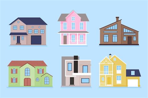 Conjunto De Casas Modernas Ilustradas Vector Gratis