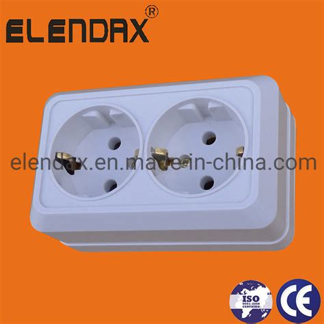 Mounted Double Outlet Schuko White Schuko Dubla Socket S1210 China