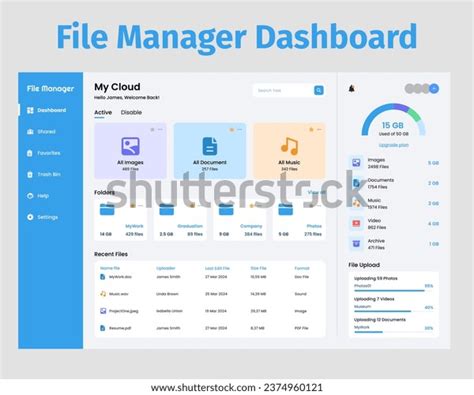 File Manager Dashboard Ui Kit Suitable Stock Vector Royalty Free