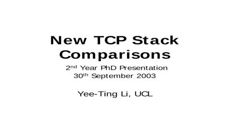 Pdf New Tcp Stack Comparisons · Fairness Tests Overview • Two Types