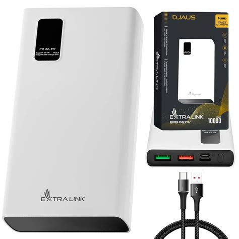 Bancos De Energía Extralink Epb 067w 10000mah Blanco Powerbank