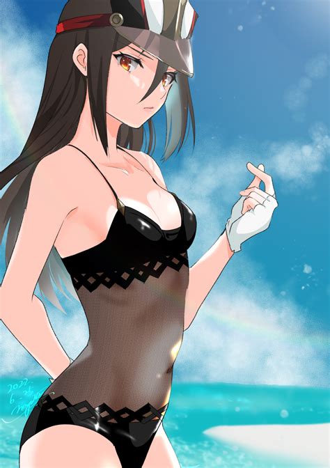 Rule 34 1girls Beach Black Hair Black One Piece Swimsuit Black