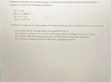 Solved Problem Calculate The Complex Power Real Power Chegg Com
