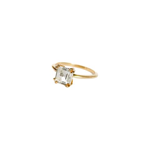 Pierścionek z Kwadratowym Topazem Białym Gold 696 Jewelry