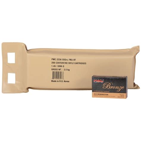 Pmc Bronze 223 Remington Ammo 55gr Fmj 200 Round Battle Pack