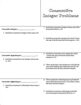 Consecutive Integers Word Problems Foldable By Emily Lake TPT