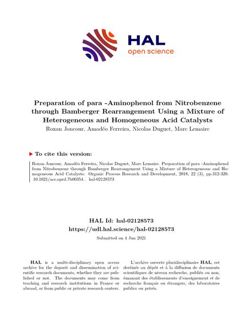 Nitrobenzene 5 Aminophenol From Nitrobenzene Through Bamberger Pdf