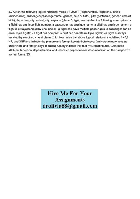22 Given The Following Logical Relational Model Flight Fpdf