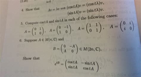 Show That A V Lambda V Rightarrow Cos T A V