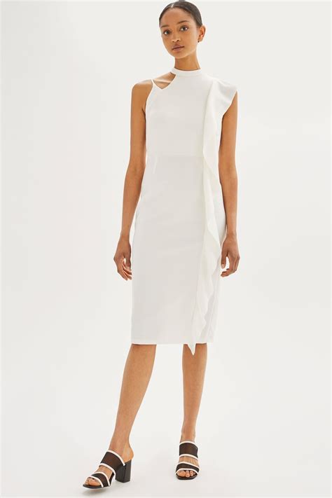 Asymmetric Ruffle Midi Dress