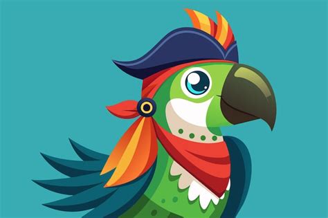 El atrevido loro pirata con un parche en el ojo y un pañuelo Vector