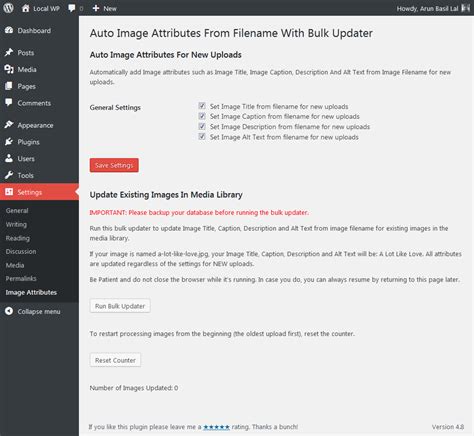 auto image attributes from filename with bulk updater wordpress