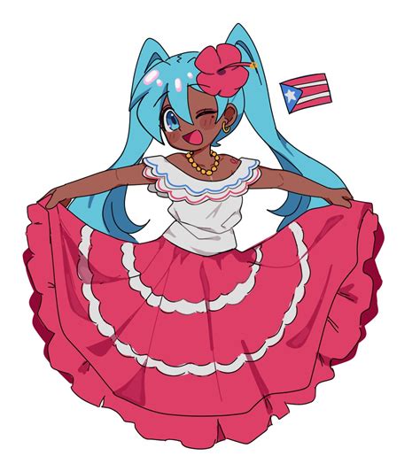 Hatsune Miku And Puerto Rican Miku Vocaloid Drawn By Brujita Danbooru