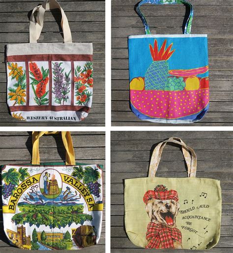 Tea Towel Linen Market Tote Bag Choose One Rethink Reuse Recycle