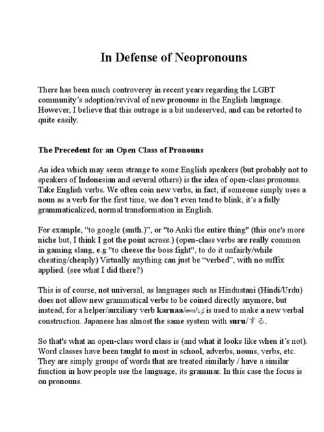 Neopronouns Defense V20 Descargar Gratis Pdf Part Of Speech Verb