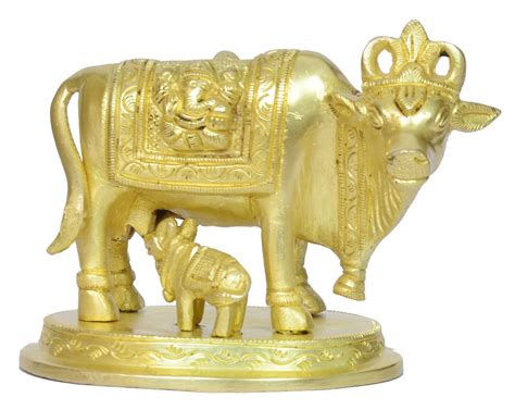 Brass Cow With Calf At Rs 800number Brass Cow Statue In Aligarh Id