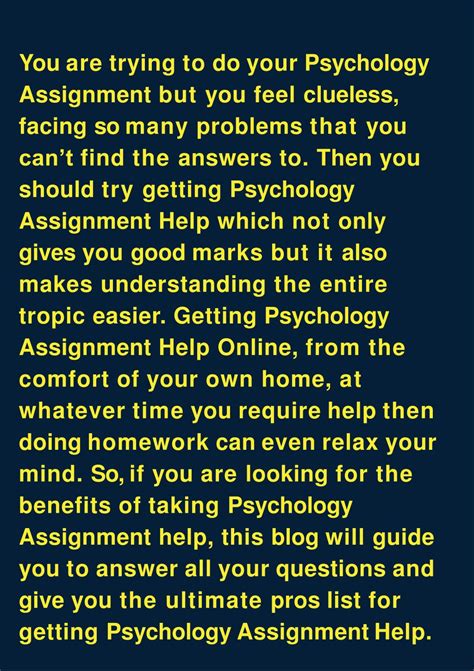Ppt Why Students Should Take Psychology Assignment Help Powerpoint Presentation Id