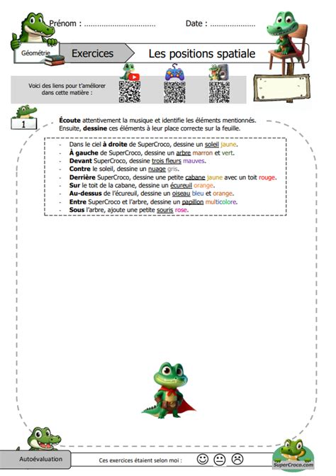 Les Positions Spatiale Exercices