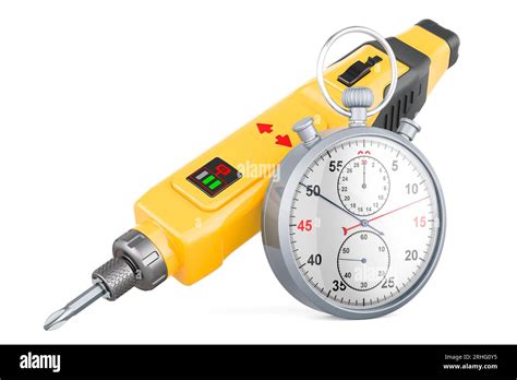 Cordless Screwdriver Electric Screw Driver With Stopwatch D Rendering Isolated On White