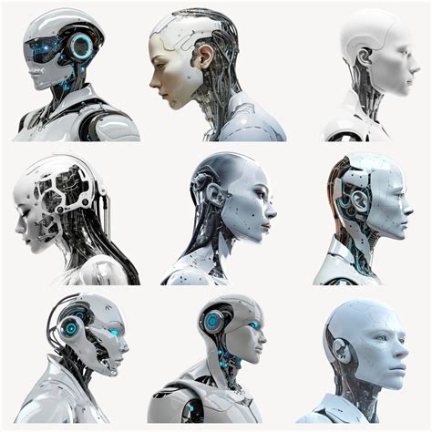 Futuristic Robotic Humanlike Cyborgs Set Premium Ai Generated Psd