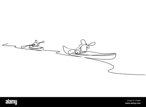 Two People Group Kayak Canoe Boat Water Sport Together Outdoor