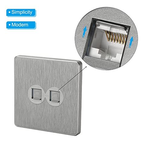 Patikil Ethernet Socket Dual Port Rj45 Cat6 Wall Plate Grey For Ethernet Cable Networking Socket