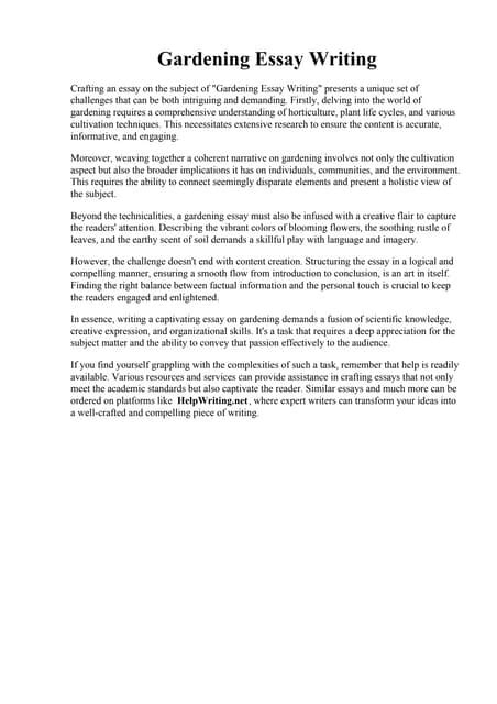 Gardening Essay Writing Pdf
