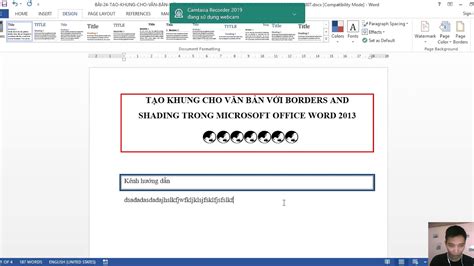 Tạo khung cho văn bản với borders and shading trong microsoft office word YouTube