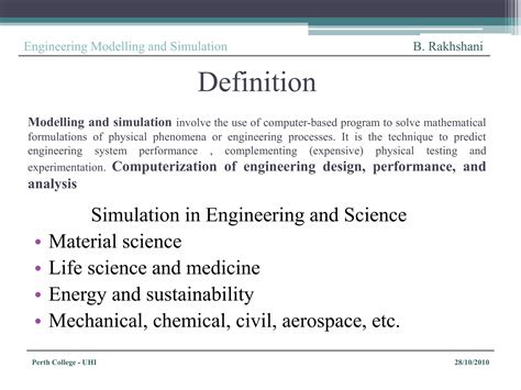Simulation Modelling In Science And Engineering [bassam Rakhshani] Pptx