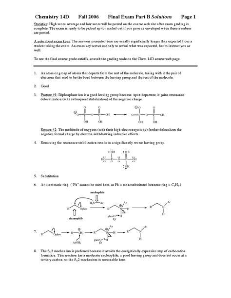 Final Exam On Organic Chemistry With Solutions Part B Chem 14d