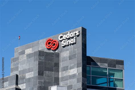 Los Angeles CA USA July Close Up Of Cedars Sinai Logo On The Building In Los