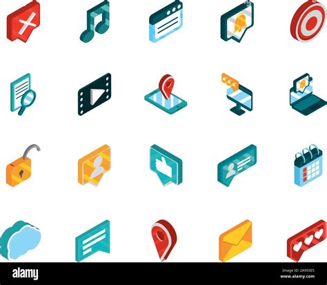 Social Media Isometric Icons Collection Vector Illustration Stock Vector Image Art Alamy