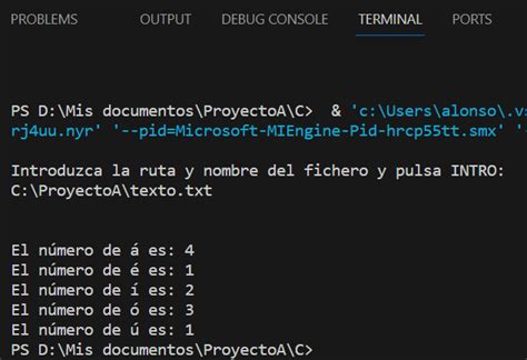Contar el número de vocales acentuadas de un fichero de texto con C Proyecto A