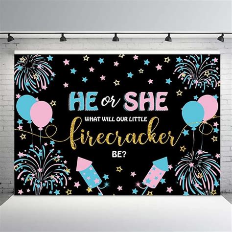Firework Gender Reveal Backdrop Independence Day He Or She What Will