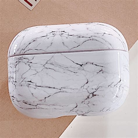 Airpods Pro 대리석 질감 플라스틱 이어폰 보호 케이스 흰색
