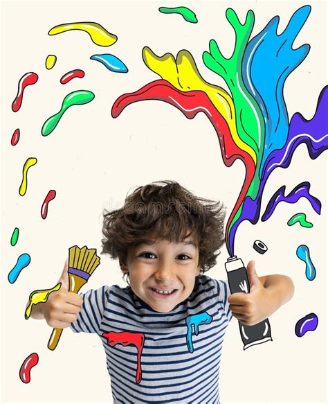 Diseño Creativo Y Colorido Collage De Arte Contemporáneo Niñito Alegre Soñando Con Ser Un