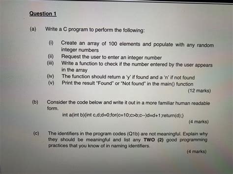solved question 1 a write a c program to perform the