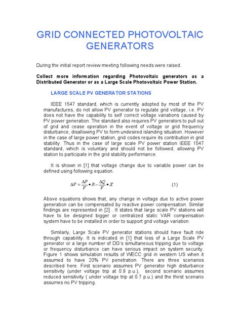Grid Connected Photovoltaic Generators Pdf Electrical Grid