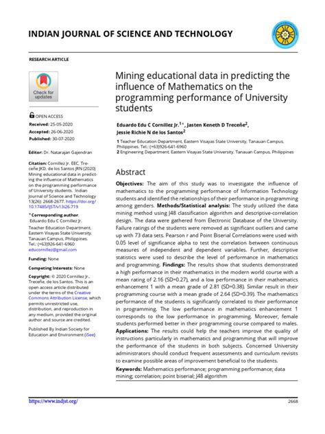 Mining Educational Data In Predicting Th Pdf Computer Programming